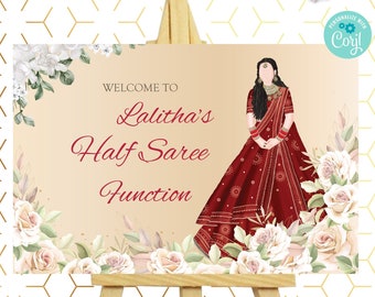 Half Saree Function Sign Half Saree Poster, Half Saree Ceremony Sign ...