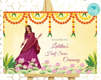 Half Saree Function Sign Half Saree Poster, Half Saree Ceremony Sign ...