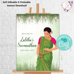 Seemantham Welcome Signs in Godh Bharai Decor, Seemantham Decor as Baby ...