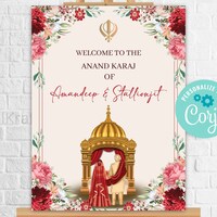 Customizable Sikh Wedding Welcome Sign - Perfect Way to Greet Guests ...