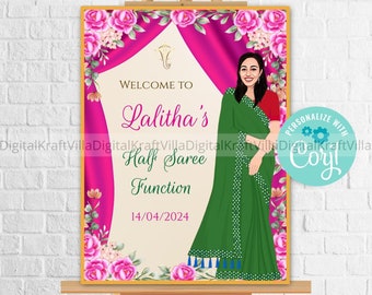 Half Saree Function Sign Half Saree Poster, Half Saree Ceremony Sign ...