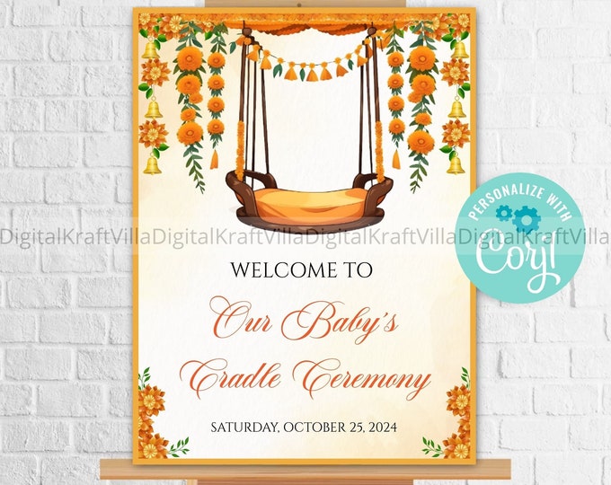 Baby Cradle Sign Cradle Ceremony Welcome Sign Baby Naming Ceremony Sign ...