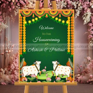 Gruhapravesham Signage Pichwai Sign, Hindu Wedding Sign, Indian Wedding ...
