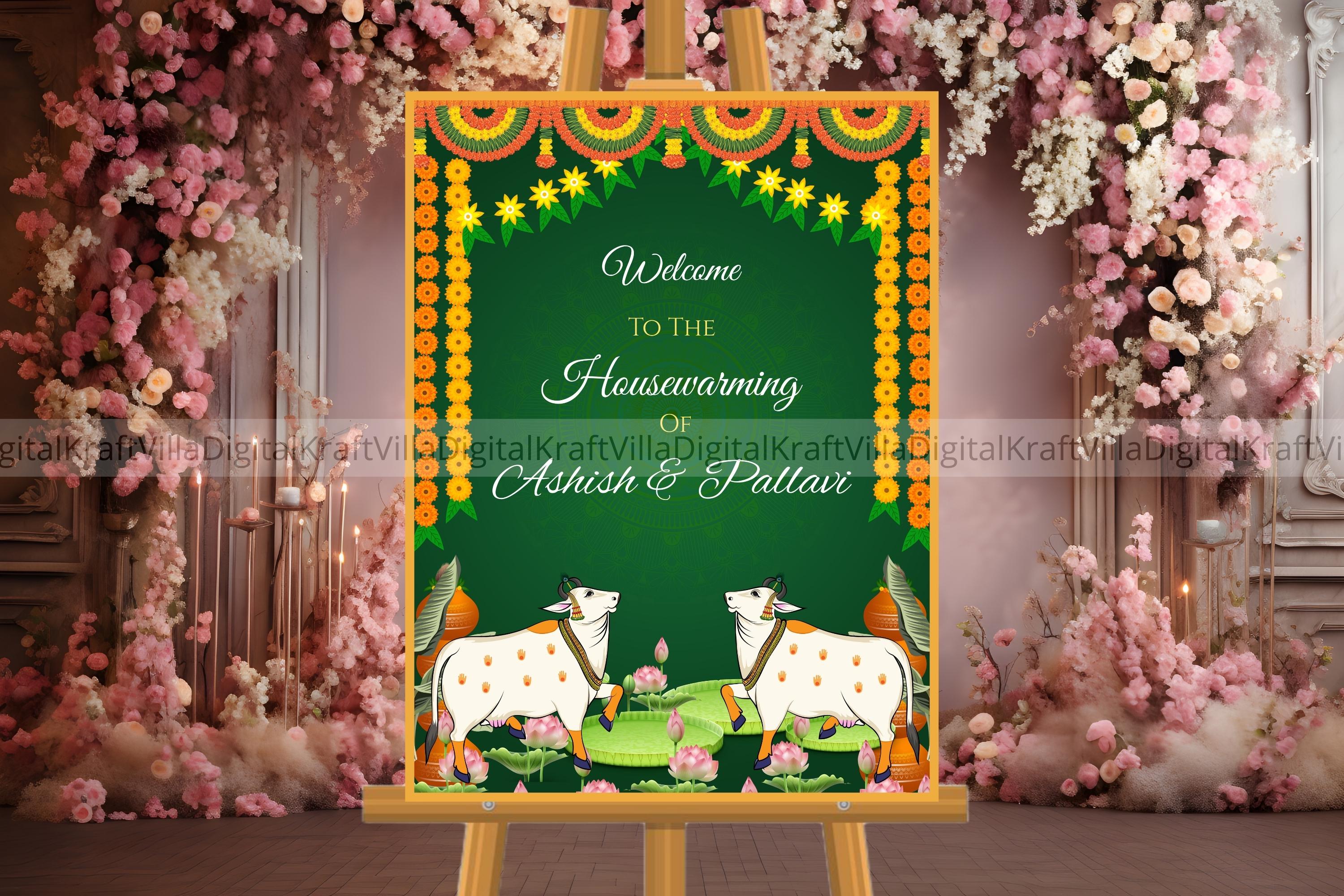 Gruhapravesham Signage Pichwai Sign, Hindu Wedding Sign, Indian Wedding ...