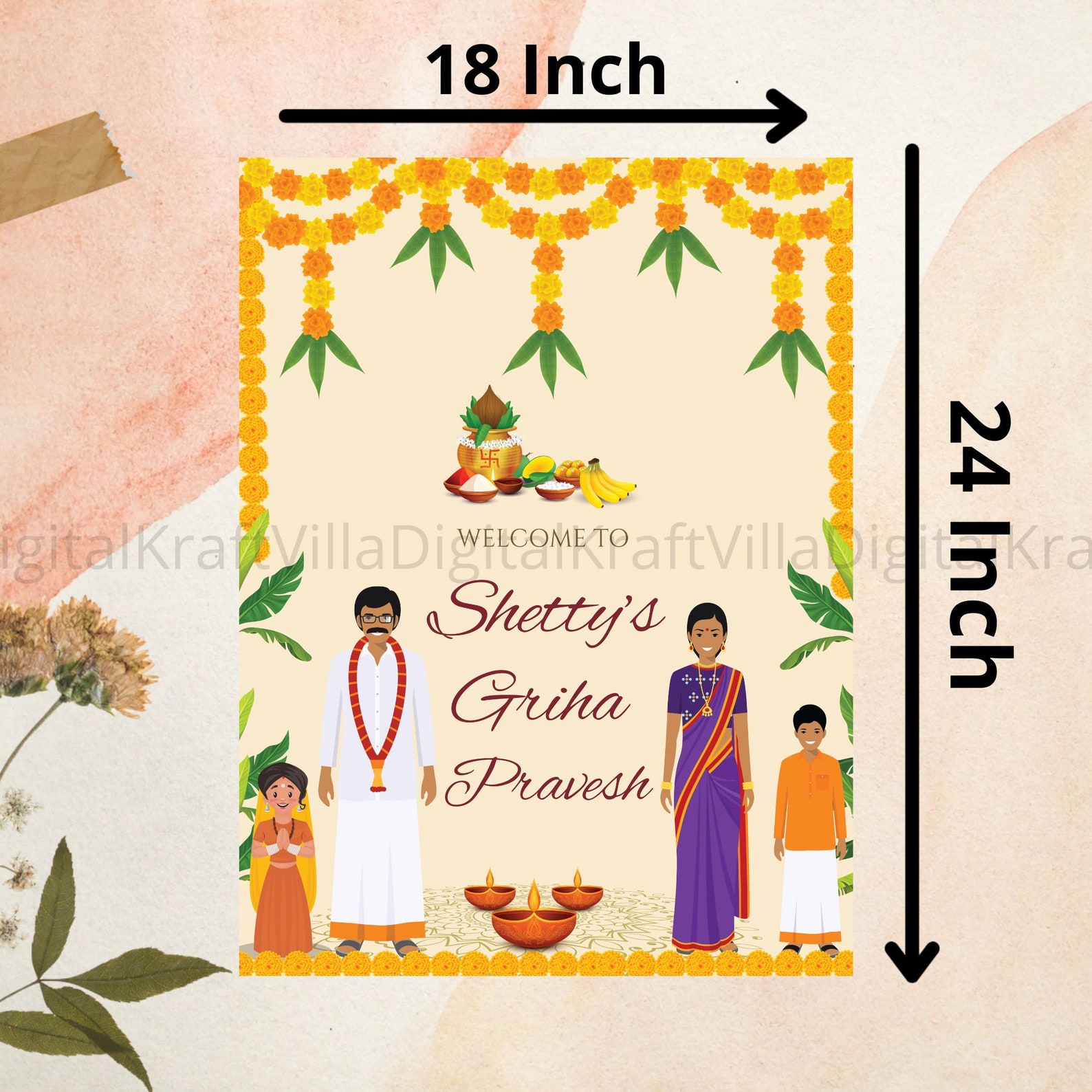 Indian Housewarming Poster & Indian Gruhapravesam Signs, Housewarming ...
