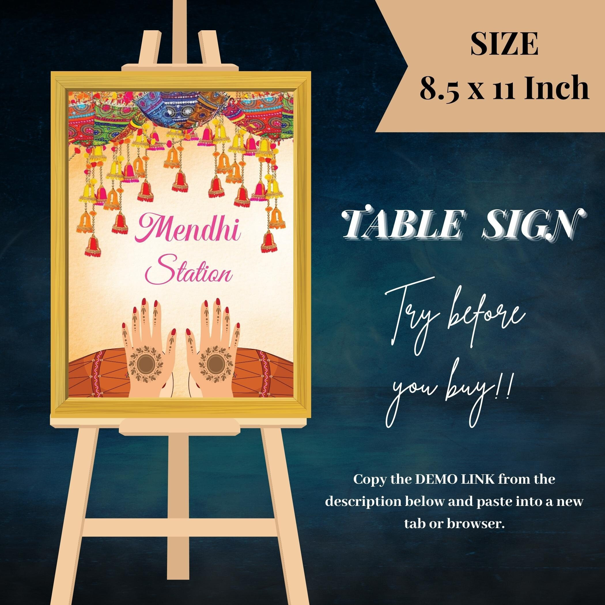 Henna Station Sign Mehndi Station Sign, Dholki Decoration & Mehndi ...