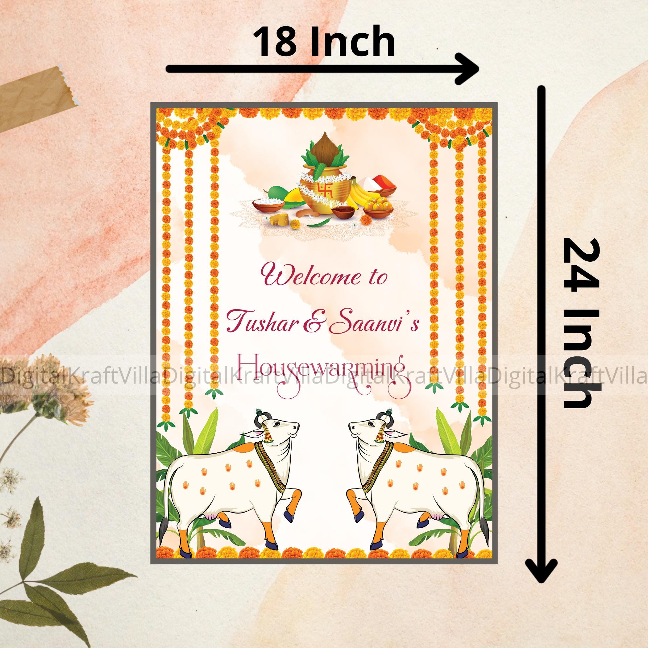 Editable Gruhapravesham Sign, Printable Indian Housewarming Welcome ...