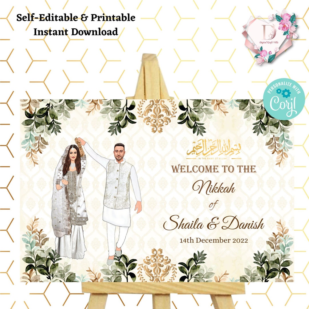 Nikah Welcome Sign, Muslim Welcome Sign Nikkah & Nikah Welcome Sign ...