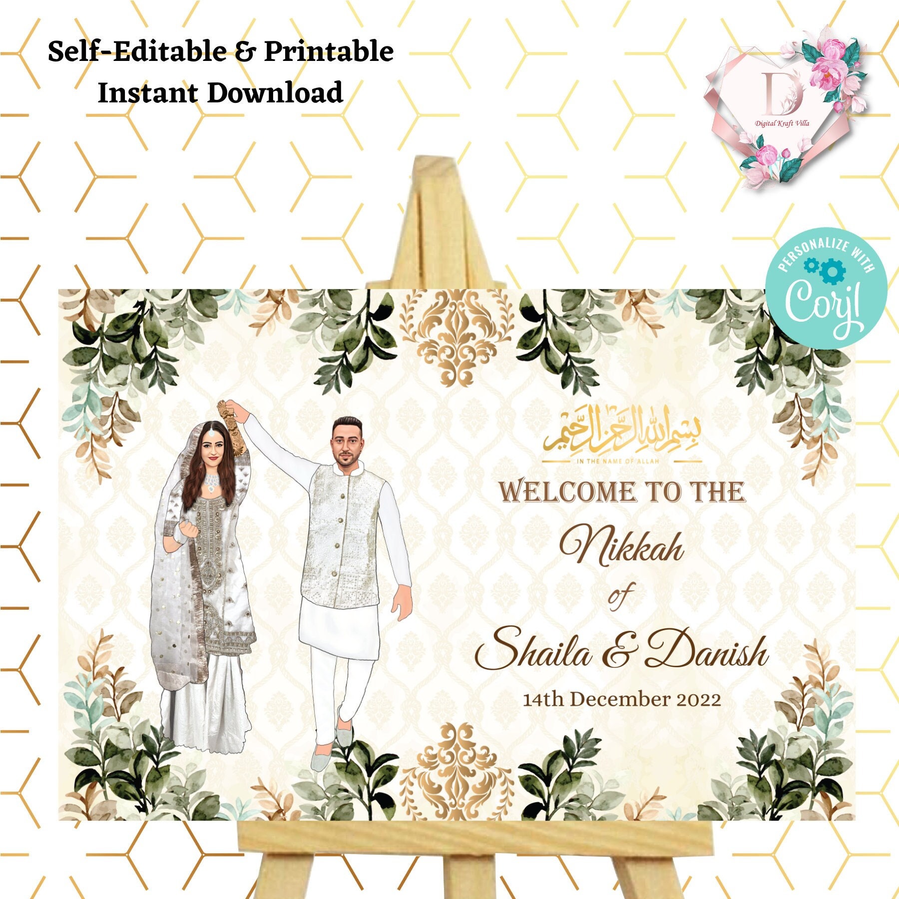 Nikah Welcome Sign, Muslim Welcome Sign Nikkah & Nikah Welcome Sign ...