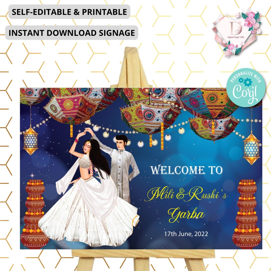 Garba Sign Garba Night Sangeet Welcome Sign Indian Wedding Sign Jaggo ...