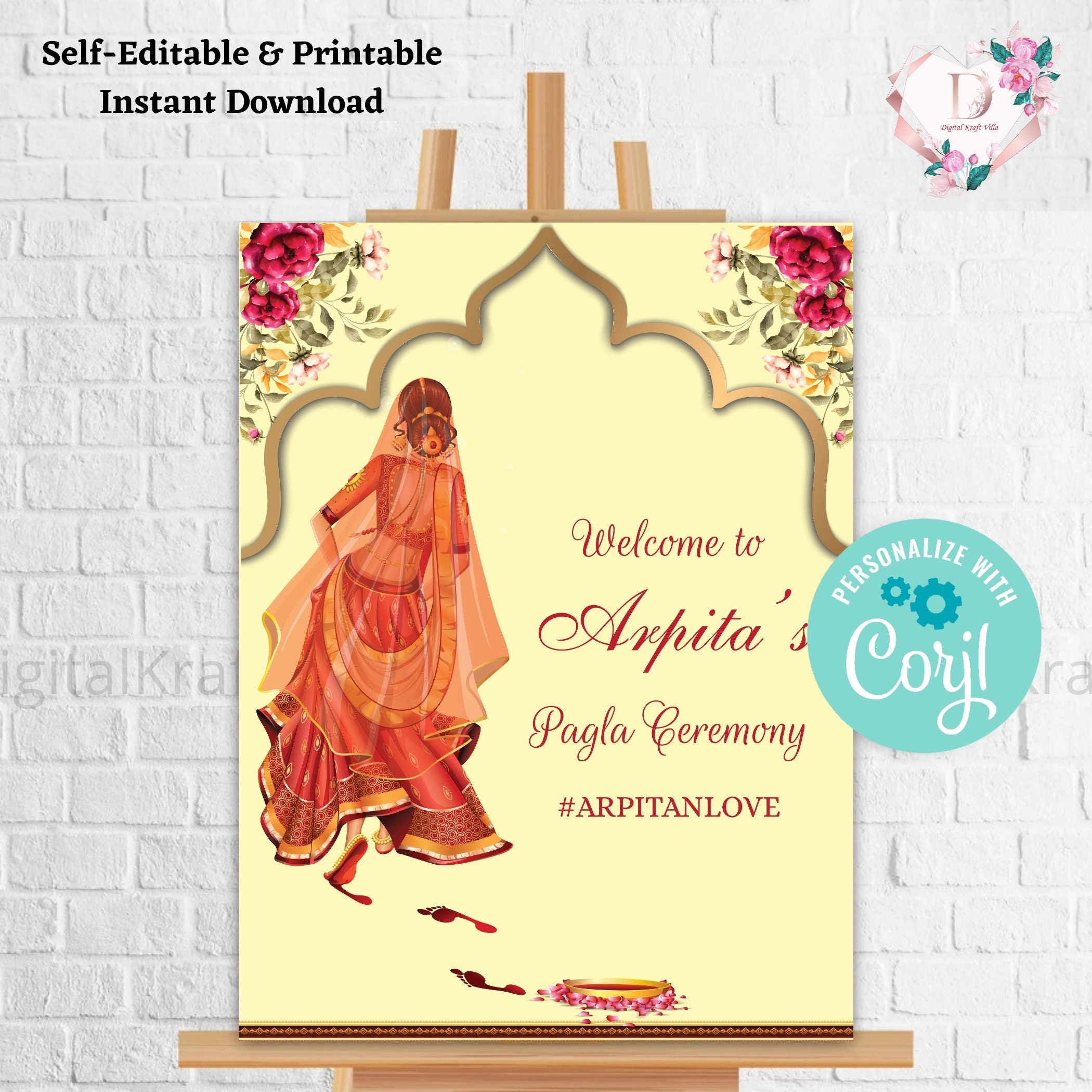 Bridal Home Welcome Signs, Pagla Ceremony Welcome Signs, Indian Wedding ...