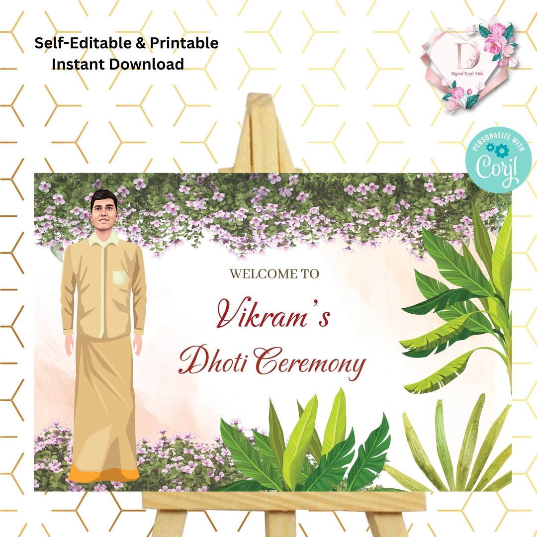 Dhoti Function Signs & Dhoti Ceremony Welcome Sign, Pancha Kattu ...