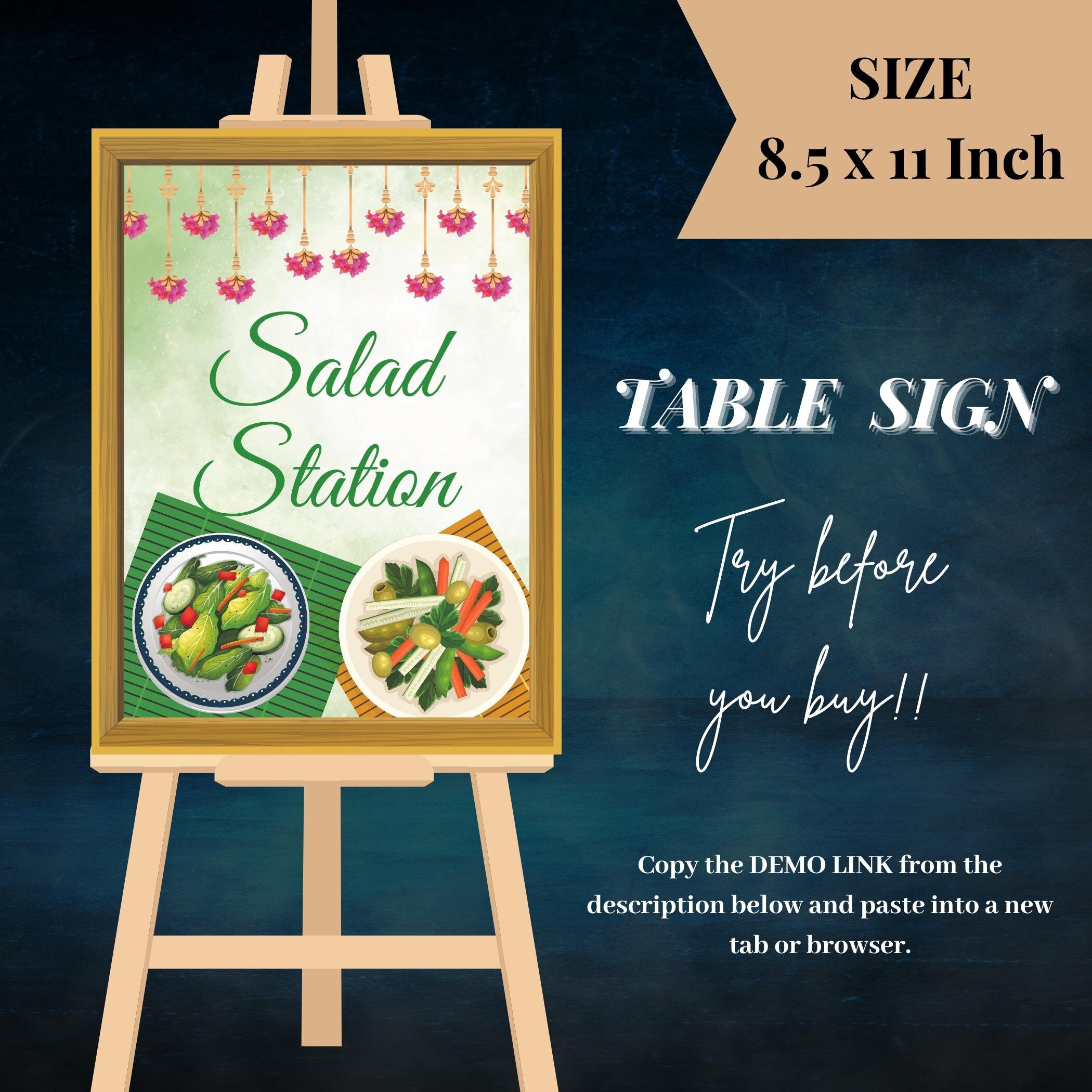 Wedding Food Stall Signs Food Bar Signs Salad Decoration - Etsy