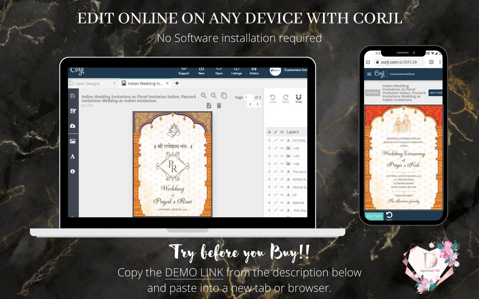 Indian Wedding Theme Invite Cards Indian Wedding Digital - Etsy