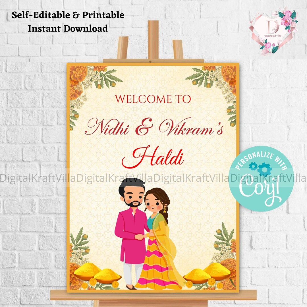 Indian Wedding Decor, Indian Haldi Signs & Haldi Welcome Sign, Haldi ...