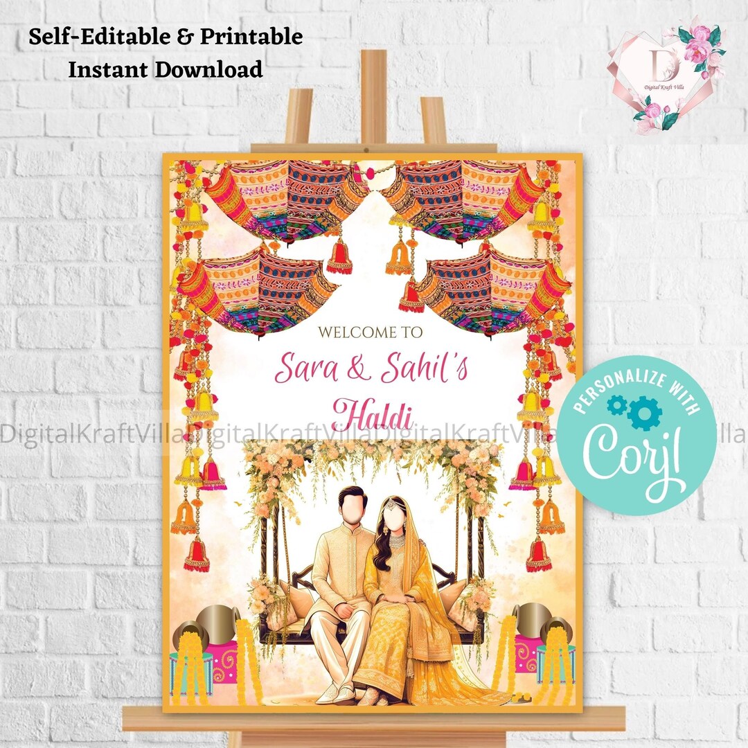 Haldi Signs & Haldi Welcome Sign, Haldi Portrait Sign, Indian Wedding ...