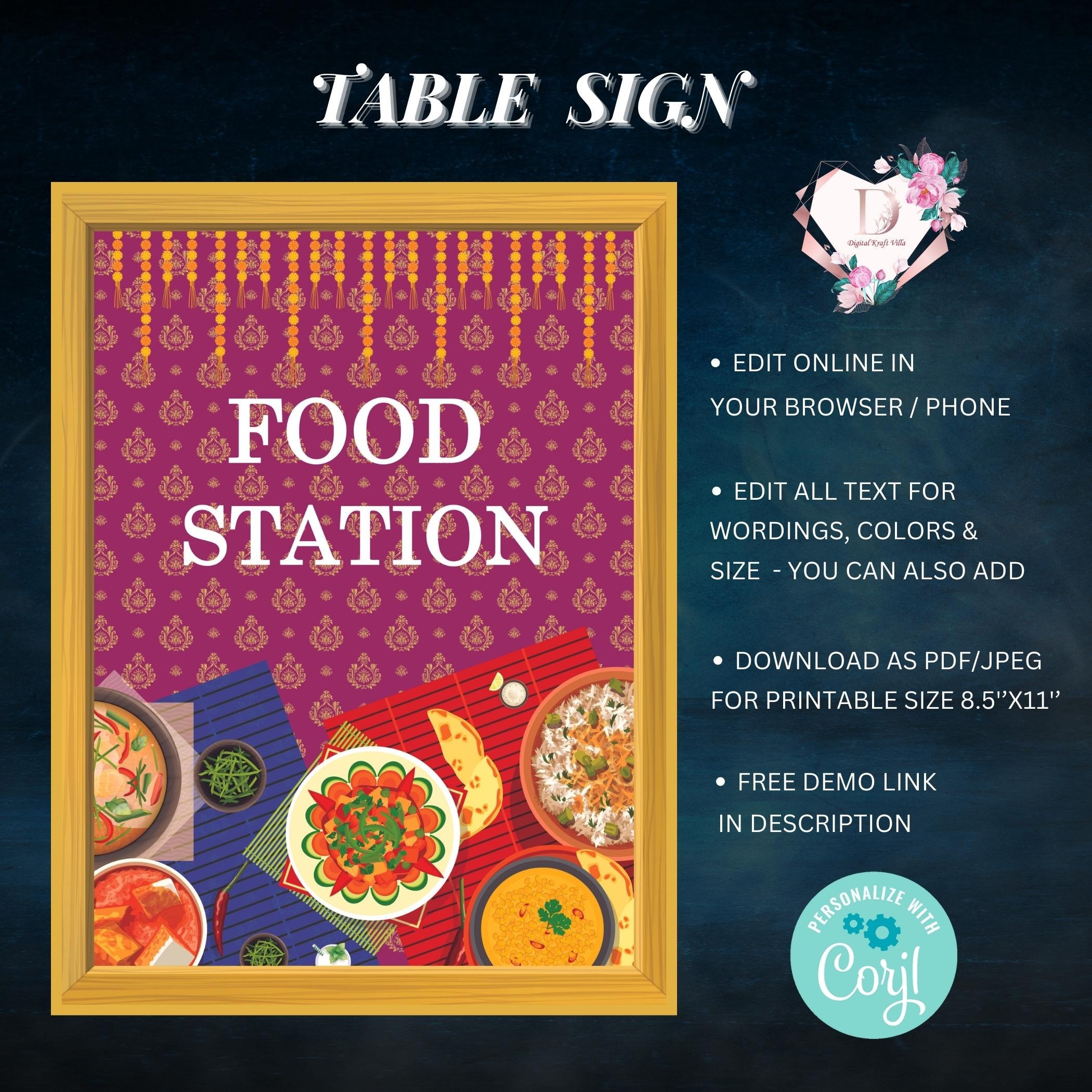Wedding Food Stall Signs Food Bar Signs Mehndi Decoration - Etsy
