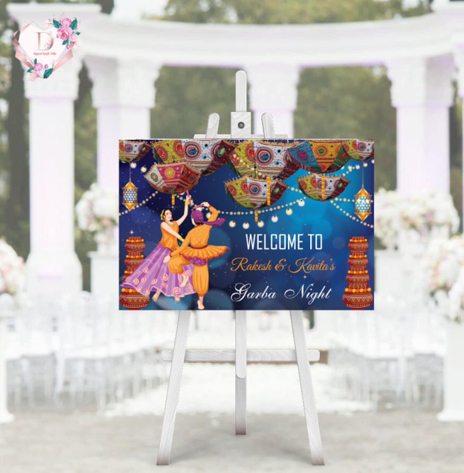 Garba Night Signages,indian Sangeet Decor Garba Sign Board,garba Night ...