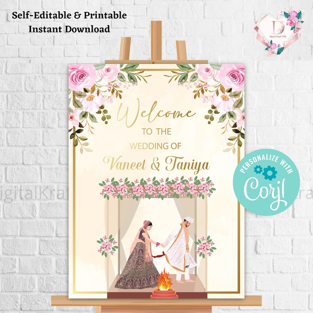 Phera Welcome Sign as Indian Wedding Welcome Board, Hindu Wedding ...