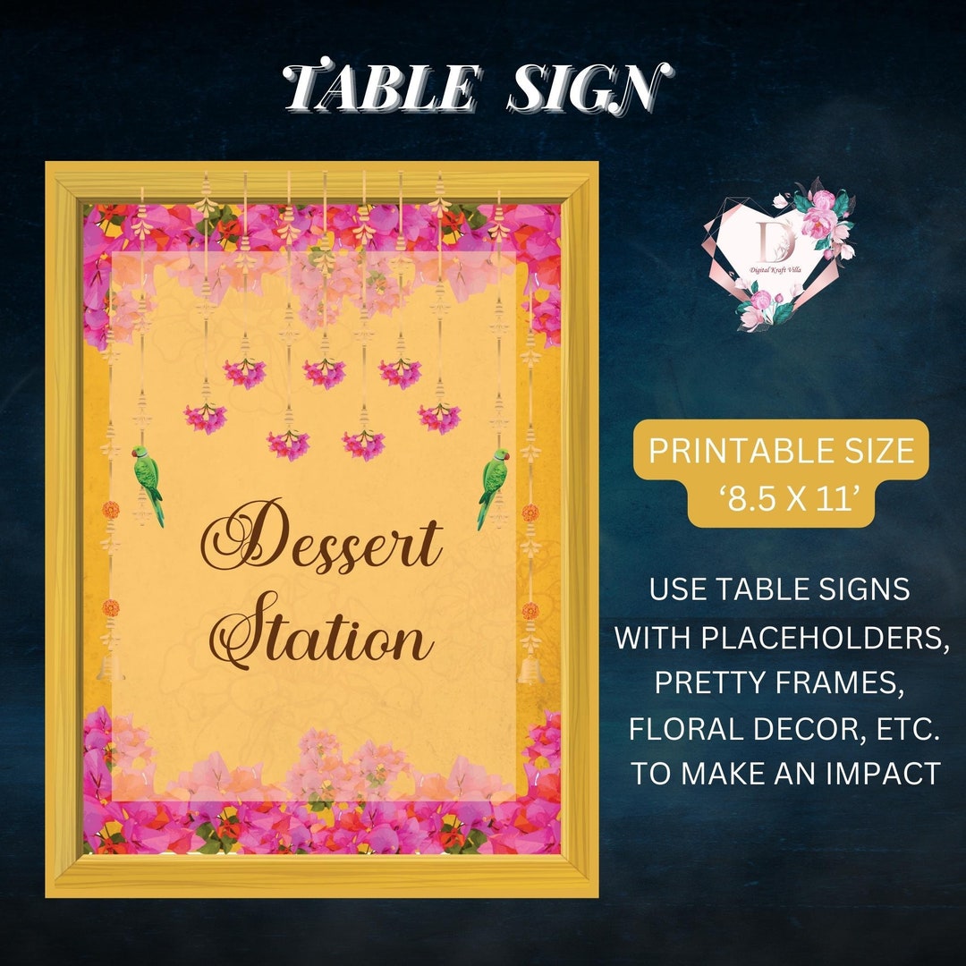 Indian Food Stall Sign, Desi Food Station Signs Wedding Decor & Dessert ...