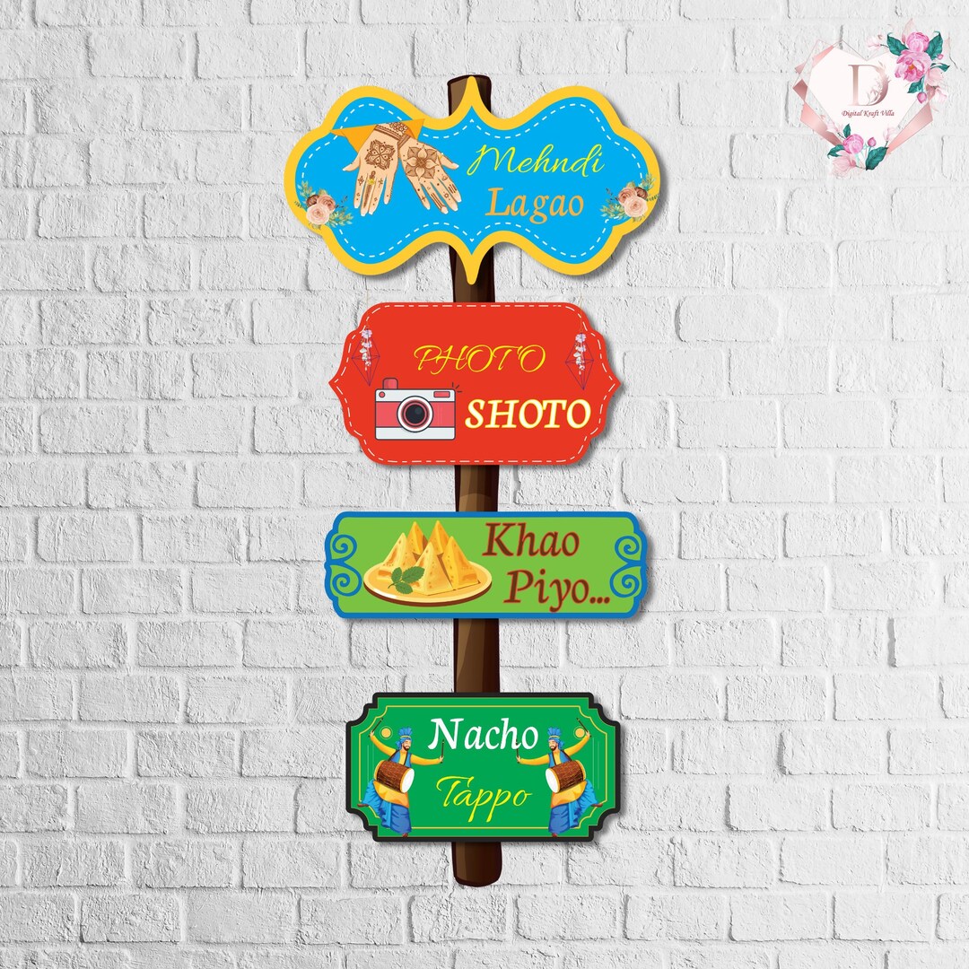 Quirky Mehndi Signs as Directional Welcome Signs, Fun Signages ...