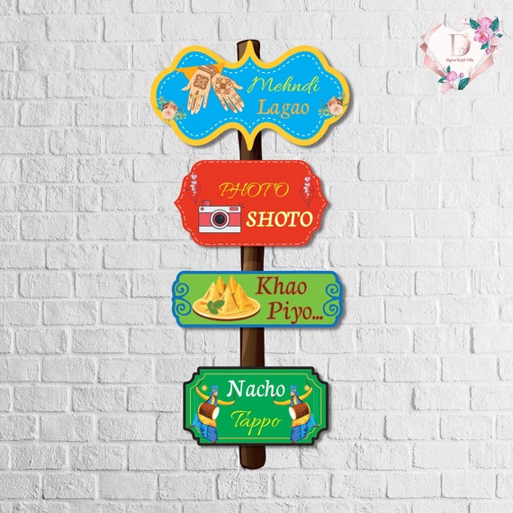 Quirky Mehndi Signs as Directional Welcome Signs Fun Signages - Etsy