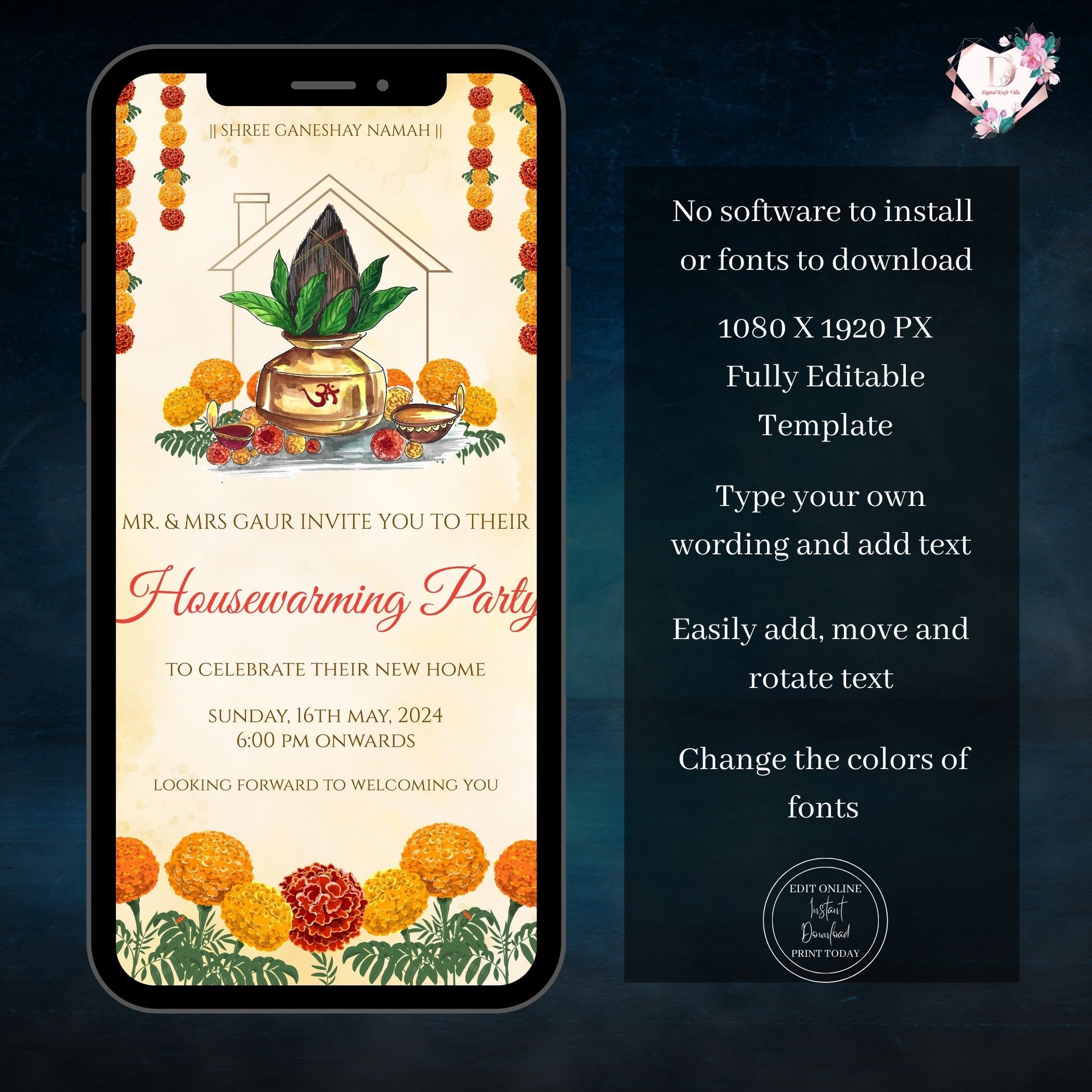 Indian Housewarming Invitations & Indian New Home Invites, Digital ...