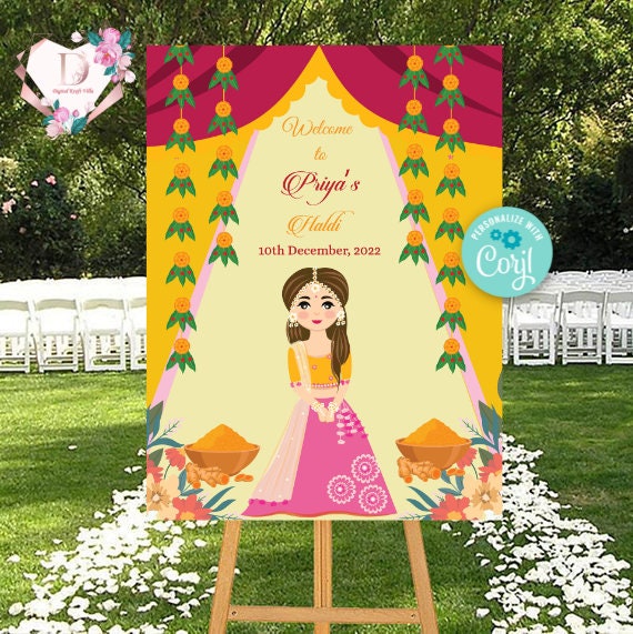 Haldi Sign Haldi Welcome Sign Vatna Sign Maticoor Sign - Etsy