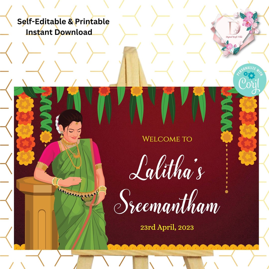 Seemantham Welcome Signs, Godh Bharai Decor, Seemantham Decor as Baby ...