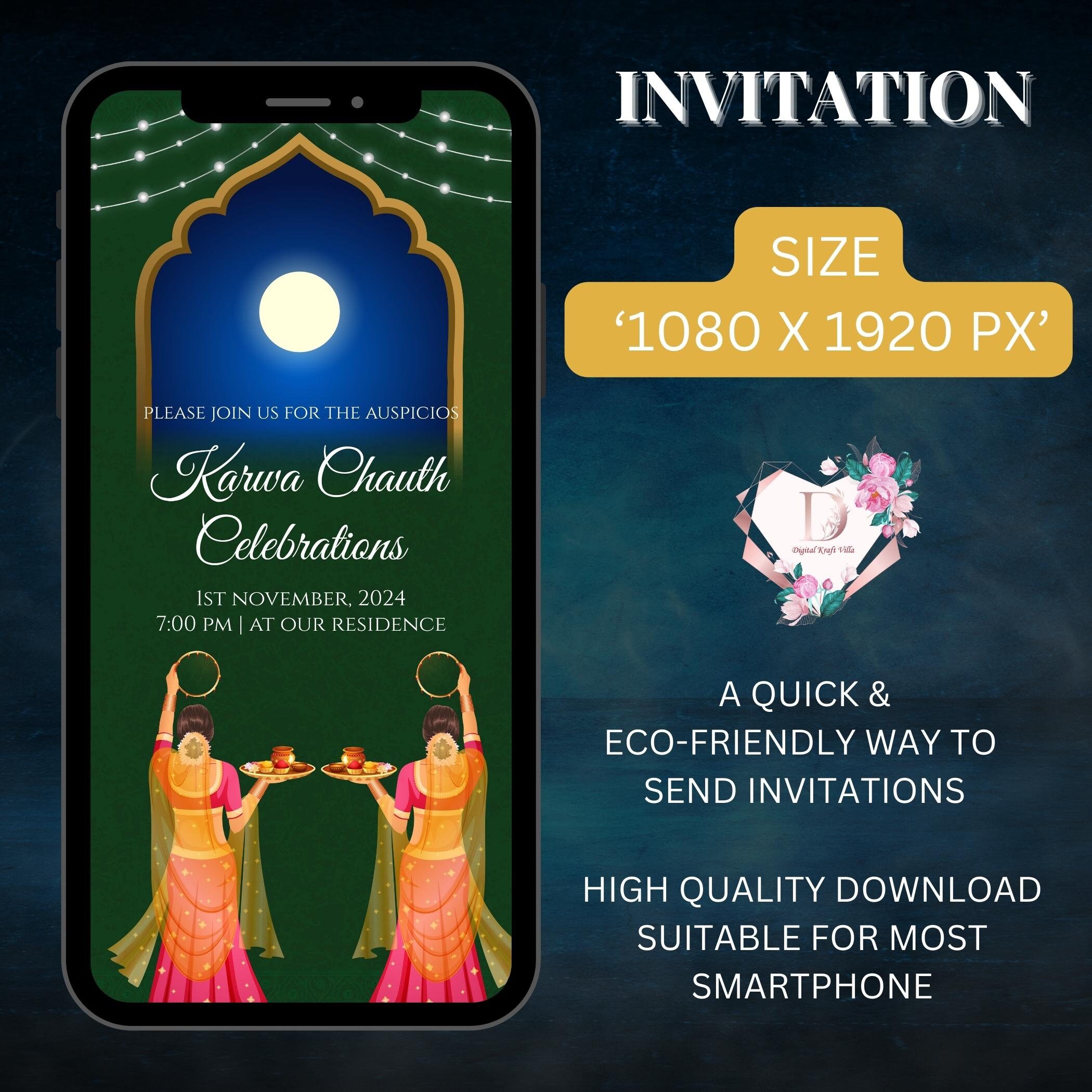 Karwa Chauth Invite Digital Karva Chauth Cards & Digital Karwa - Etsy