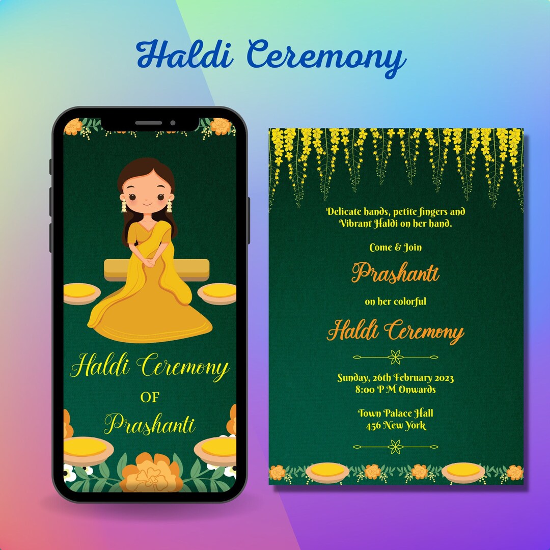 Pithi Invitations as Gaye Holud Card Haldi Invitations & - Etsy