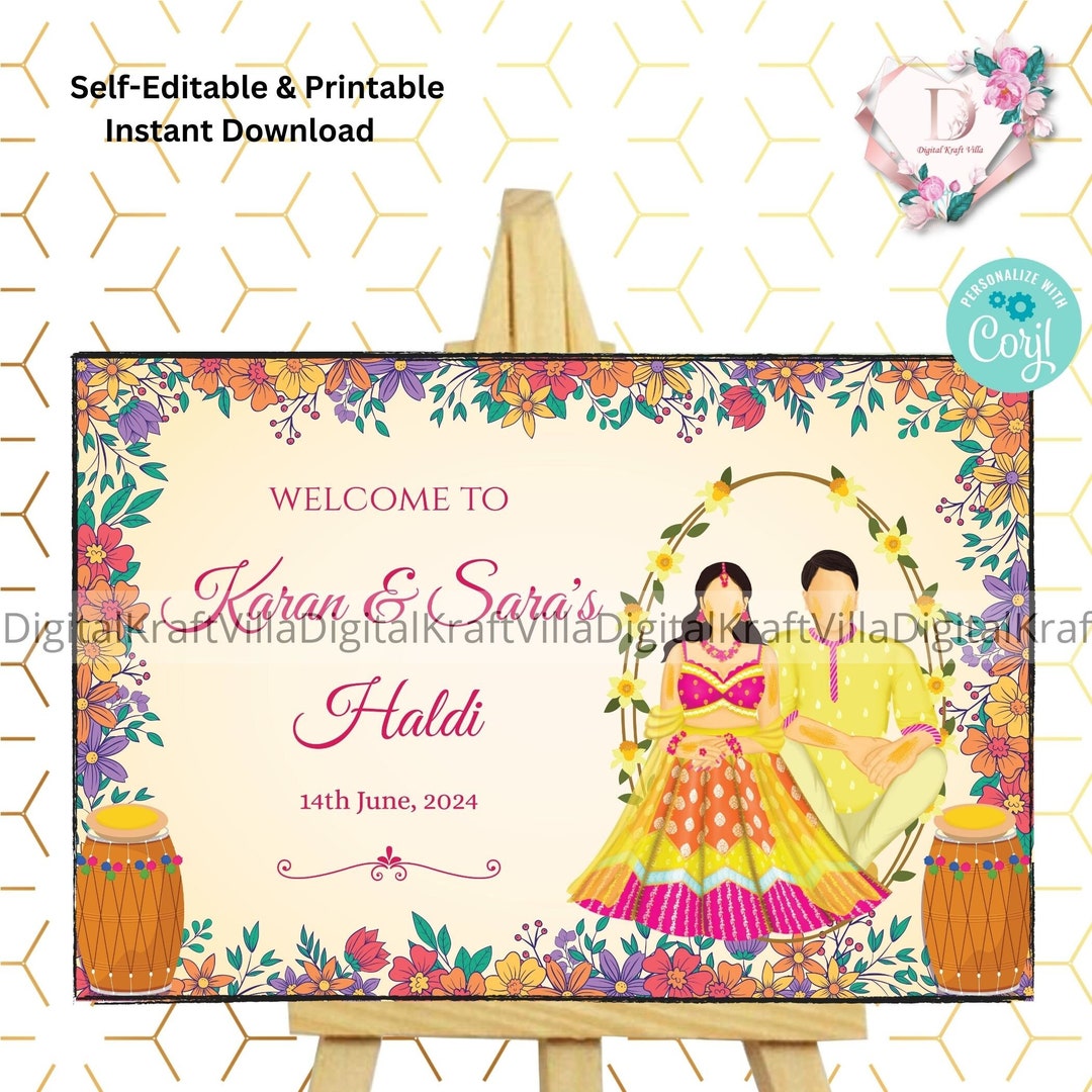 Indian Wedding Haldi Decor Sign, Haldi Signs & Haldi Welcome Sign as ...