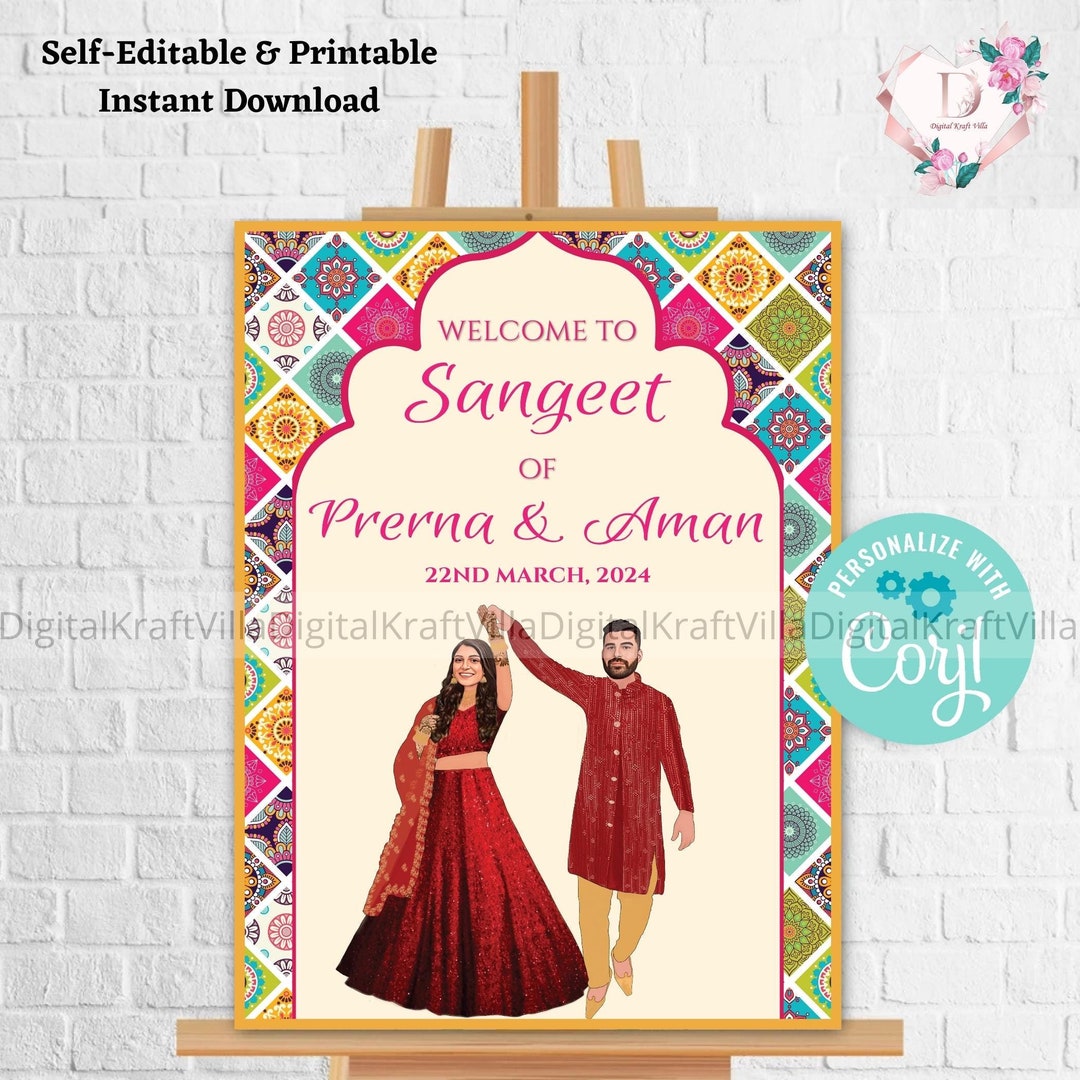 Sangeet Night Poster, Sangeet Signs & Sangeet Welcome Signage, Indian ...