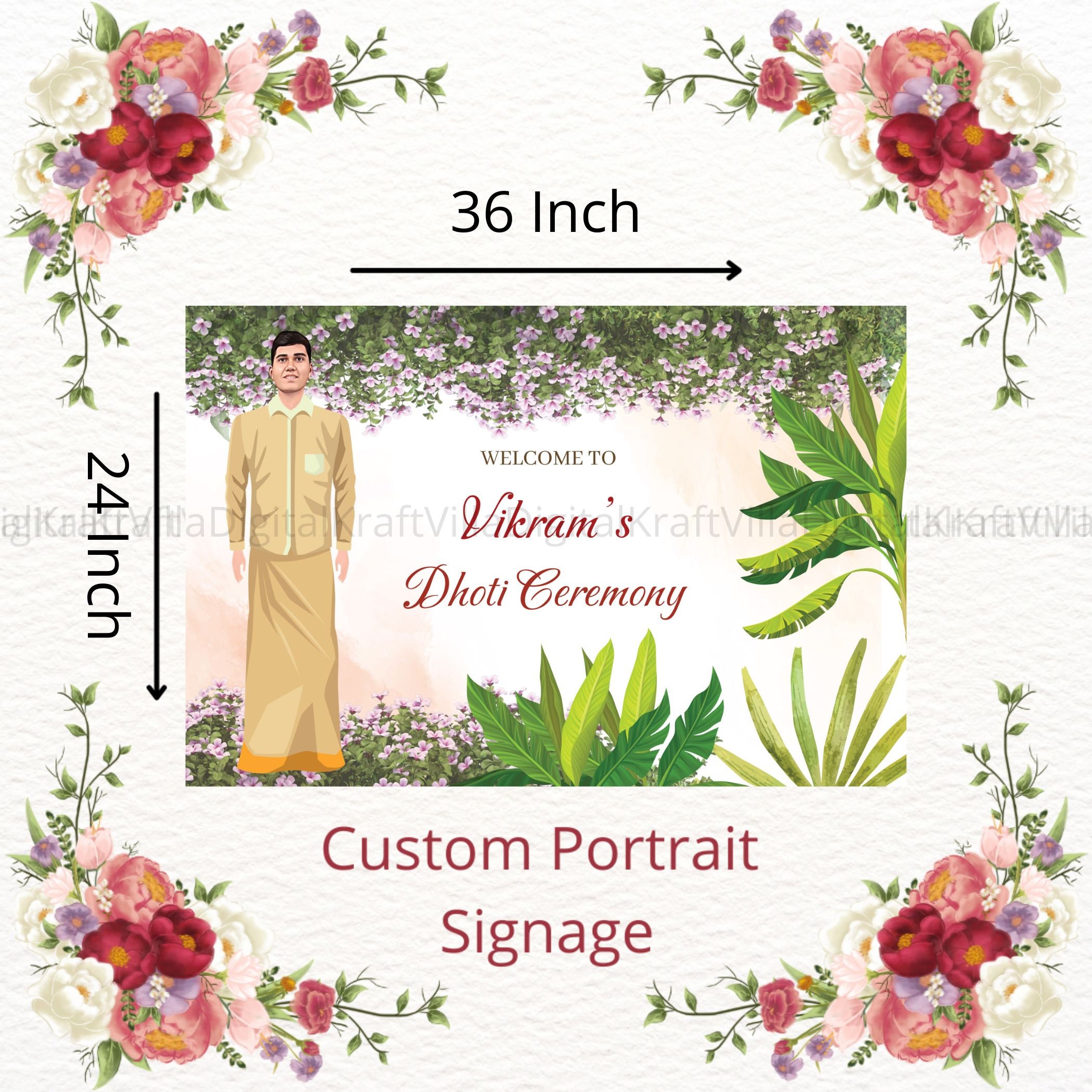 Dhoti Function Signs & Dhoti Ceremony Welcome Sign, Pancha Kattu ...