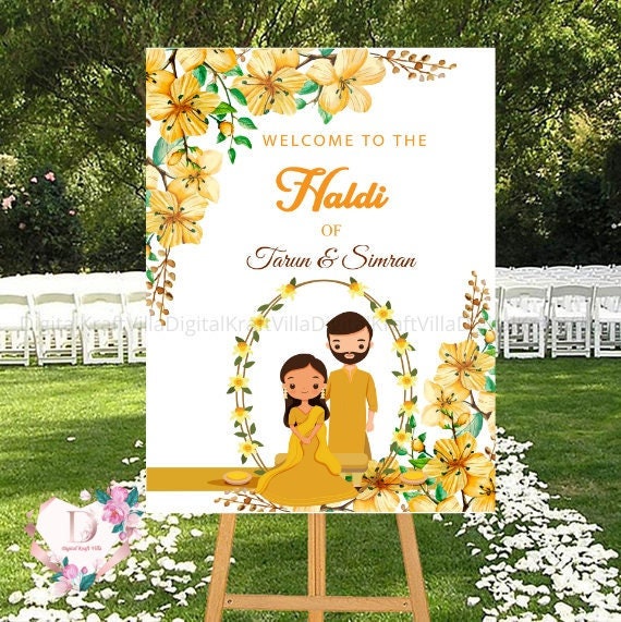 Haldi Signs & Haldi Welcome Sign, Haldi Decoration as Indian Wedding ...