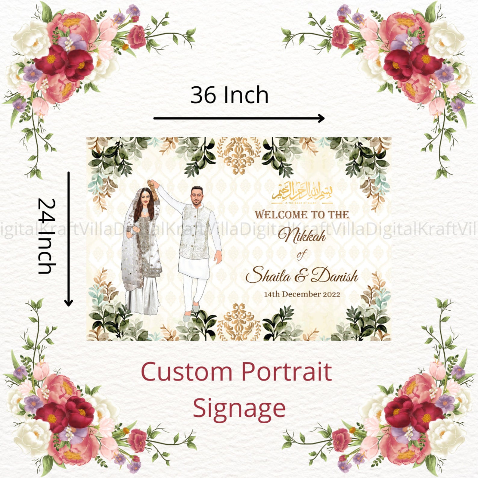 Nikah Welcome Sign, Muslim Welcome Sign Nikkah & Nikah Welcome Sign ...