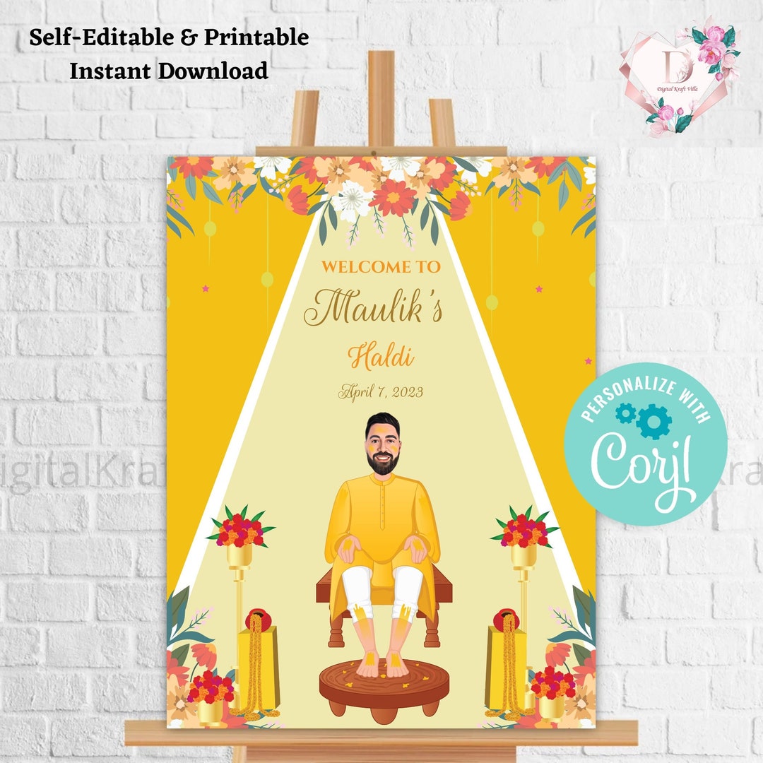 Haldi Welcome Sign Groom Haldi Digital Sign Haldi Sign Gaye Holud Sign ...