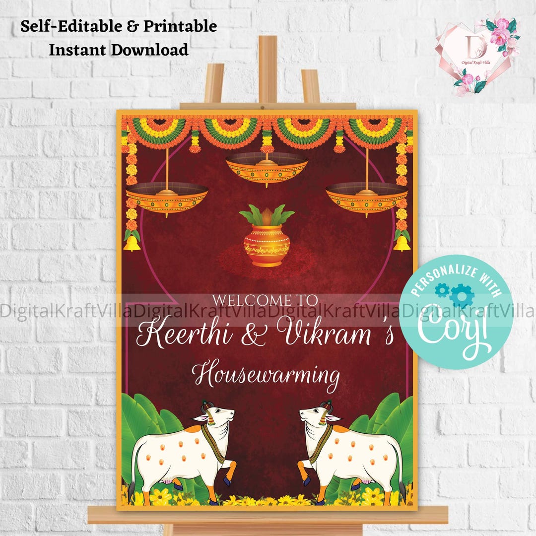 Indian Wedding Grihapravesham Signs, Pichwai Housewarming Sign ...