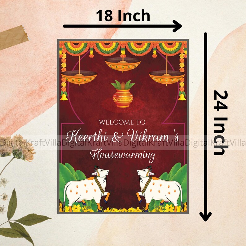 Indian Wedding Grihapravesham Signs, Pichwai Housewarming Sign ...