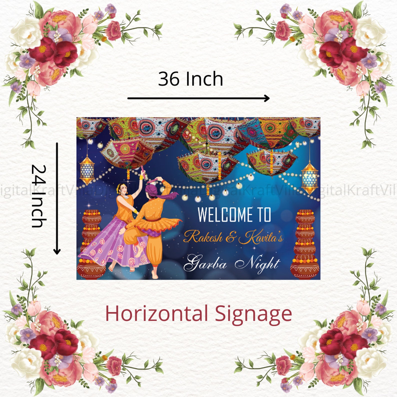 Garba Night Signages,indian Sangeet Decor Garba Sign Board,garba Night ...