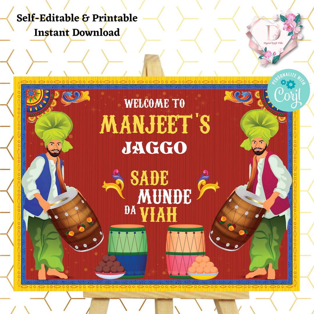 Jago Signs Welcome Board as Dholki Decor Sign, Jaggo Night Signs & Jago ...