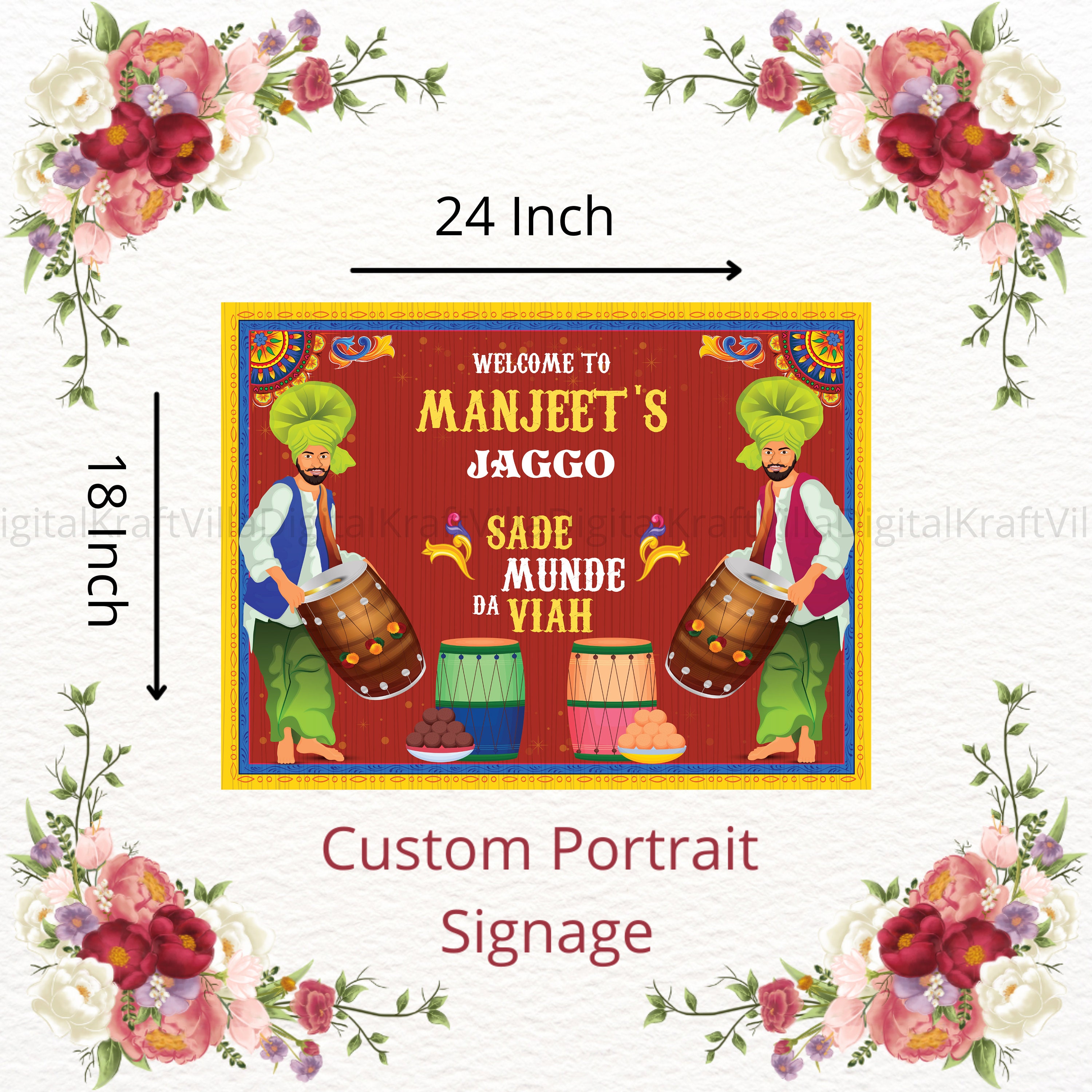 Jago Signs Welcome Board as Dholki Decor Sign, Jaggo Night Signs & Jago ...