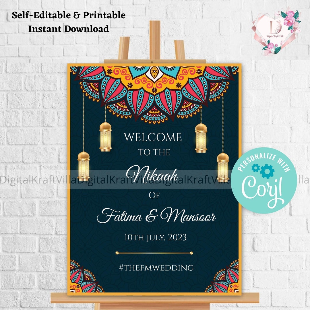 Nikah Welcome Sign, Muslim Welcome Sign & Nikkah Welcome Sigsn, Welcome ...