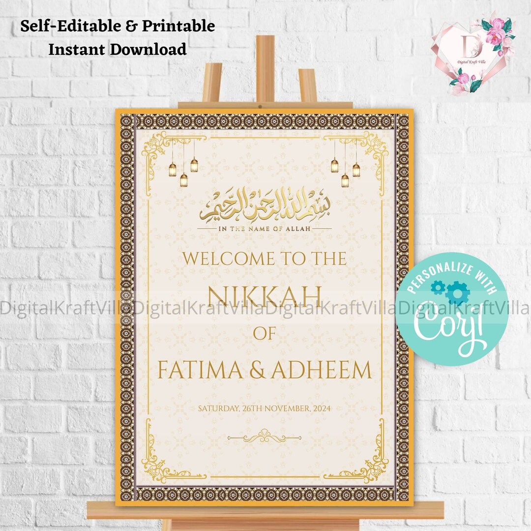 Muslim Wedding Sign, Nikkah Welcome Sign, Muslim Welcome Sign Nikkah ...