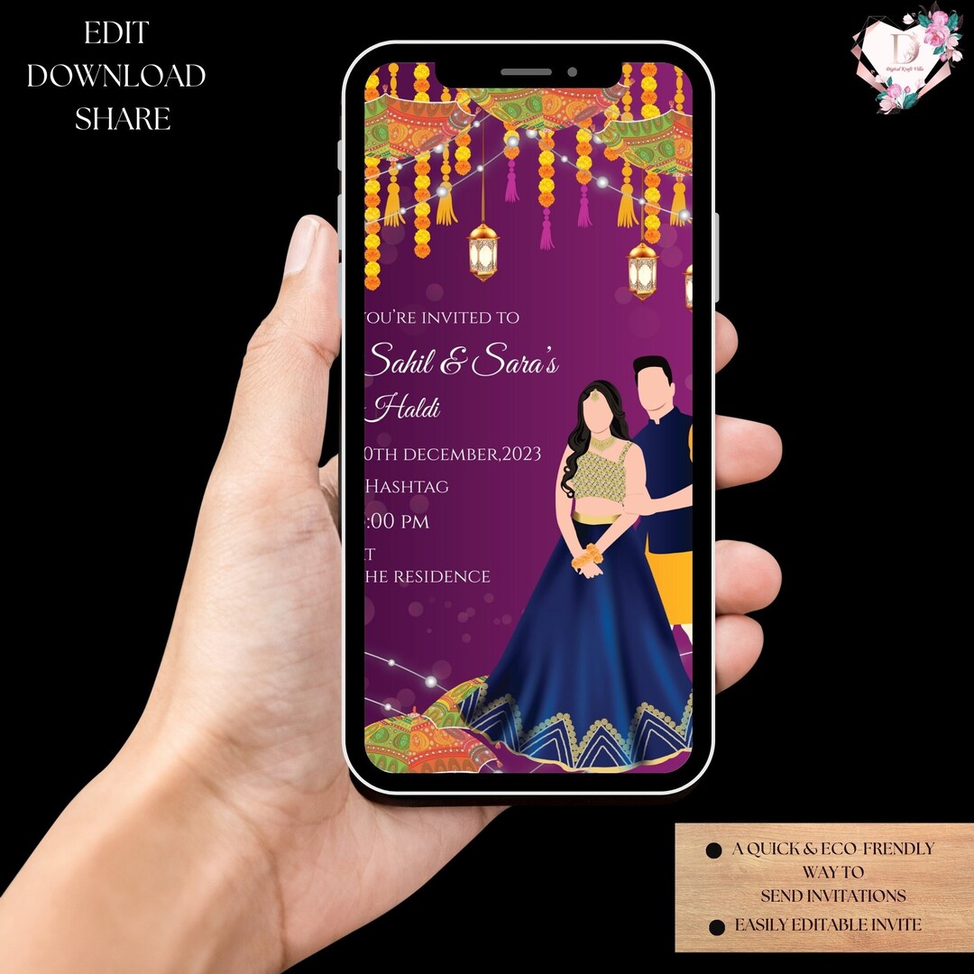 Pithi Invitations as Gaye Holud Cards, Haldi Invitations & Haldi Invite ...