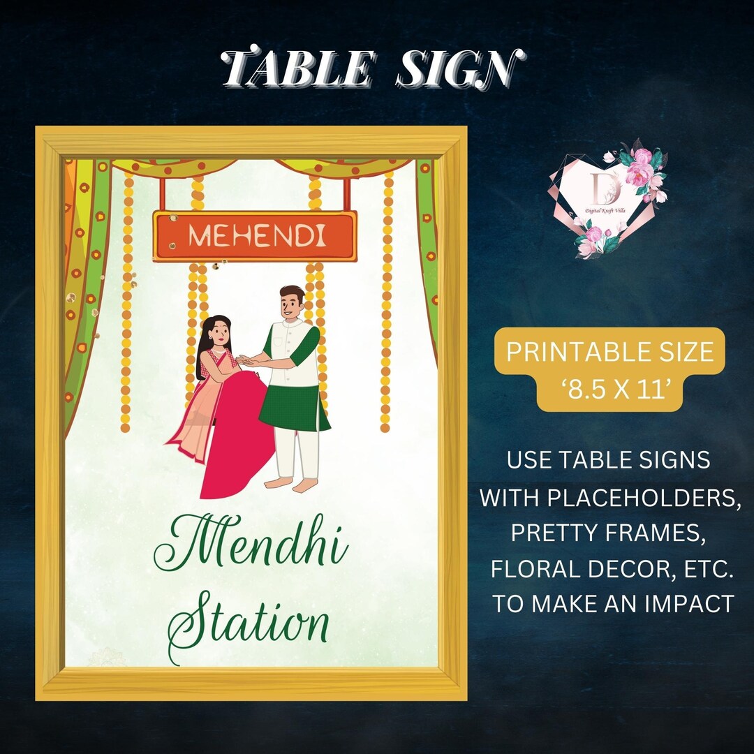 Dholki Decoration, Henna Station Sign Mehndi Station Sign & Mehndi ...