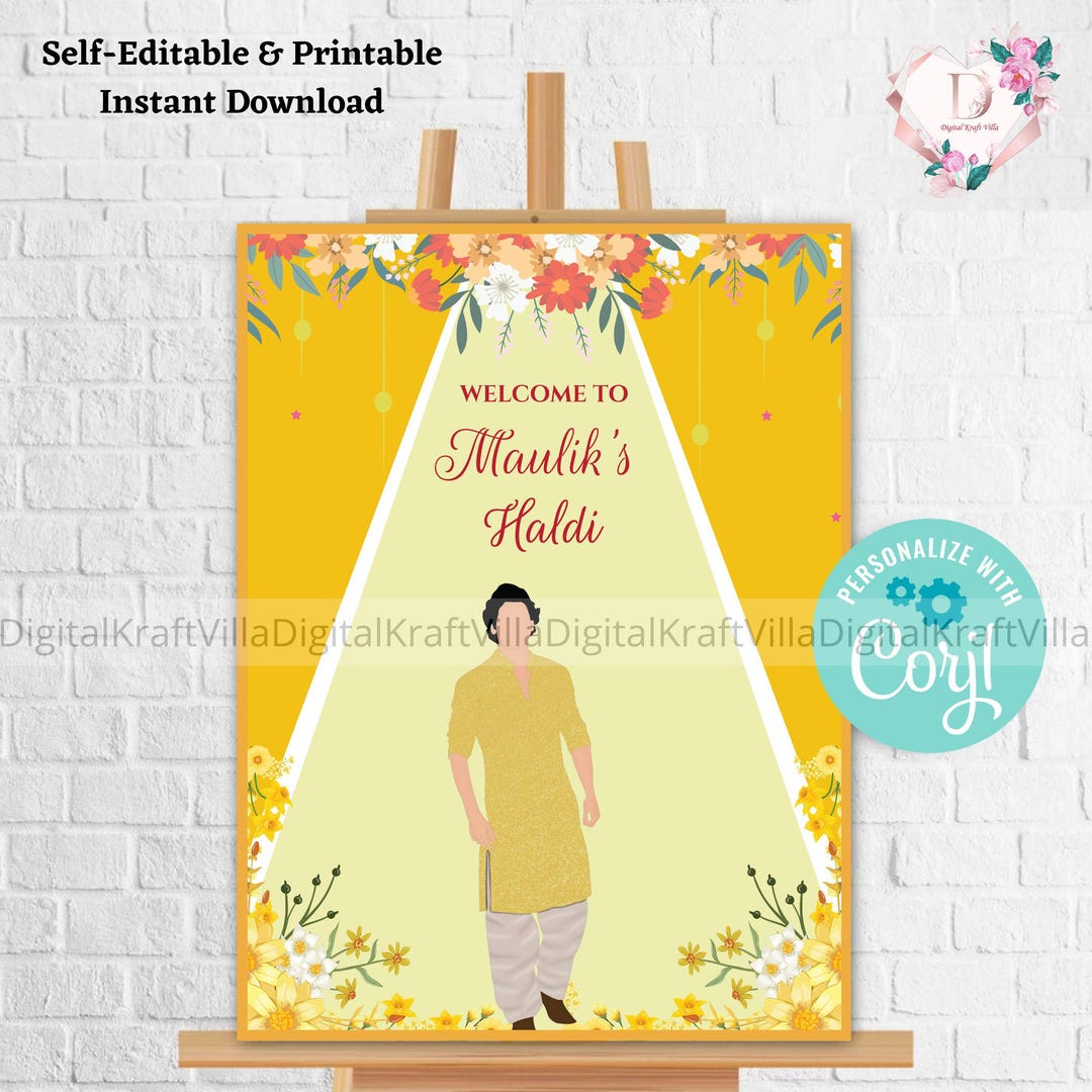 Haldi Welcome Sign Groom Haldi Digital Sign Haldi Sign Gaye Holud Sign ...