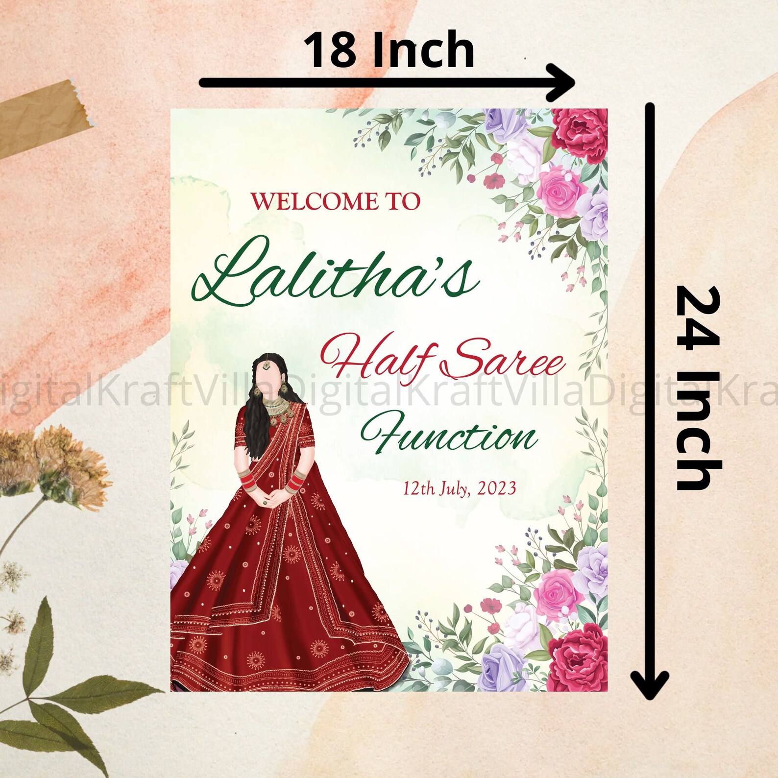 Saree Ceremony Signs & Half Saree Welcome Signs, Half Saree Signs as ...