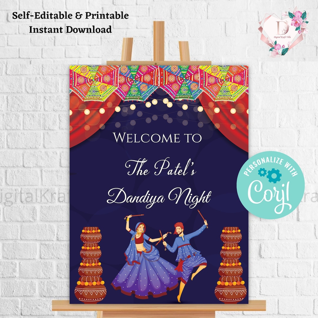 Garba Welcome Poster as Garba Welcome Signs, Garba Celebrations Posters ...