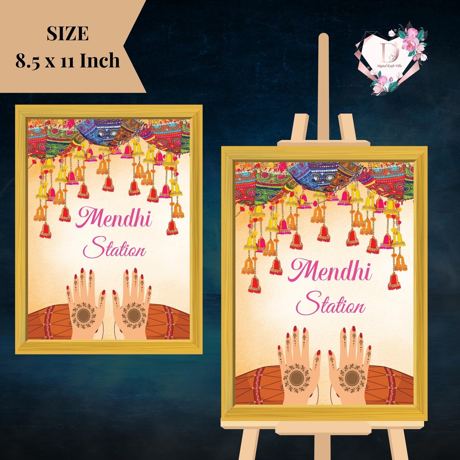 Henna Station Sign Mehndi Station Sign, Dholki Decoration & Mehndi ...